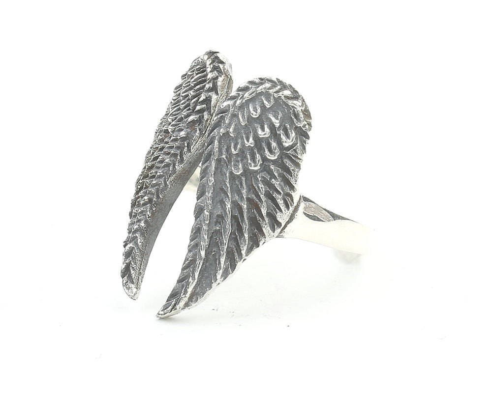 Sterling Silver Angel Wings Ring Wings Ring Boho Angel Wing Gypsy Ring Biker Ring Angel