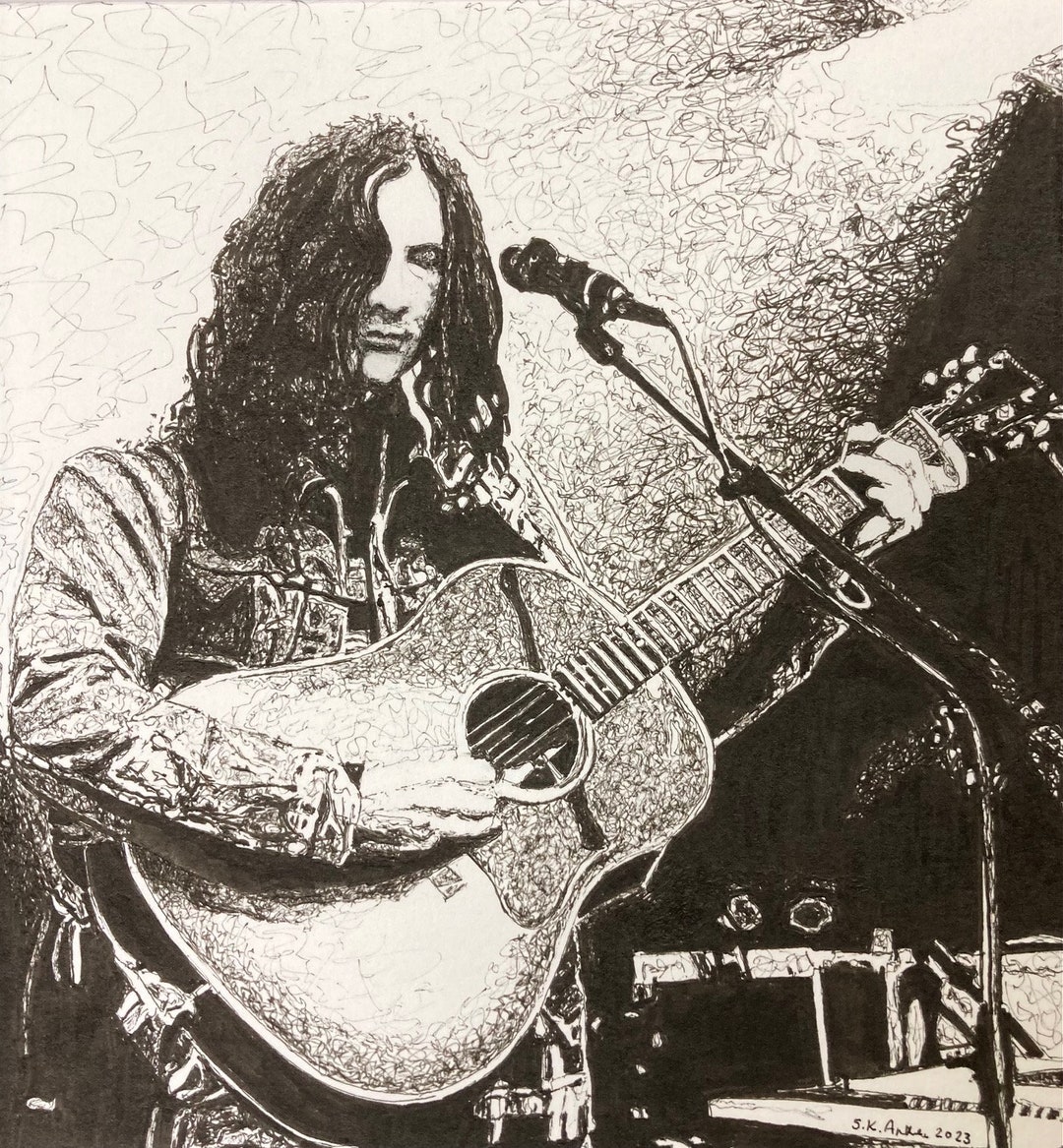 Kurt Vile - Indian Ink Portrait - Limited Edition Mounted Print Run of ...