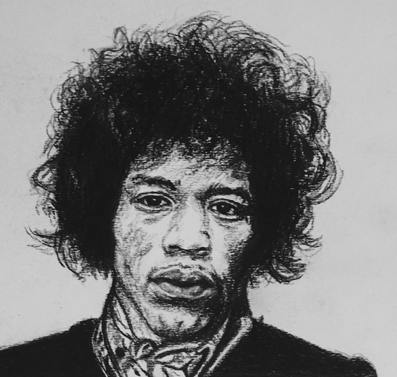 Jimi Hendrix Charcoal Portrait Limited Edition Mounted - Etsy UK