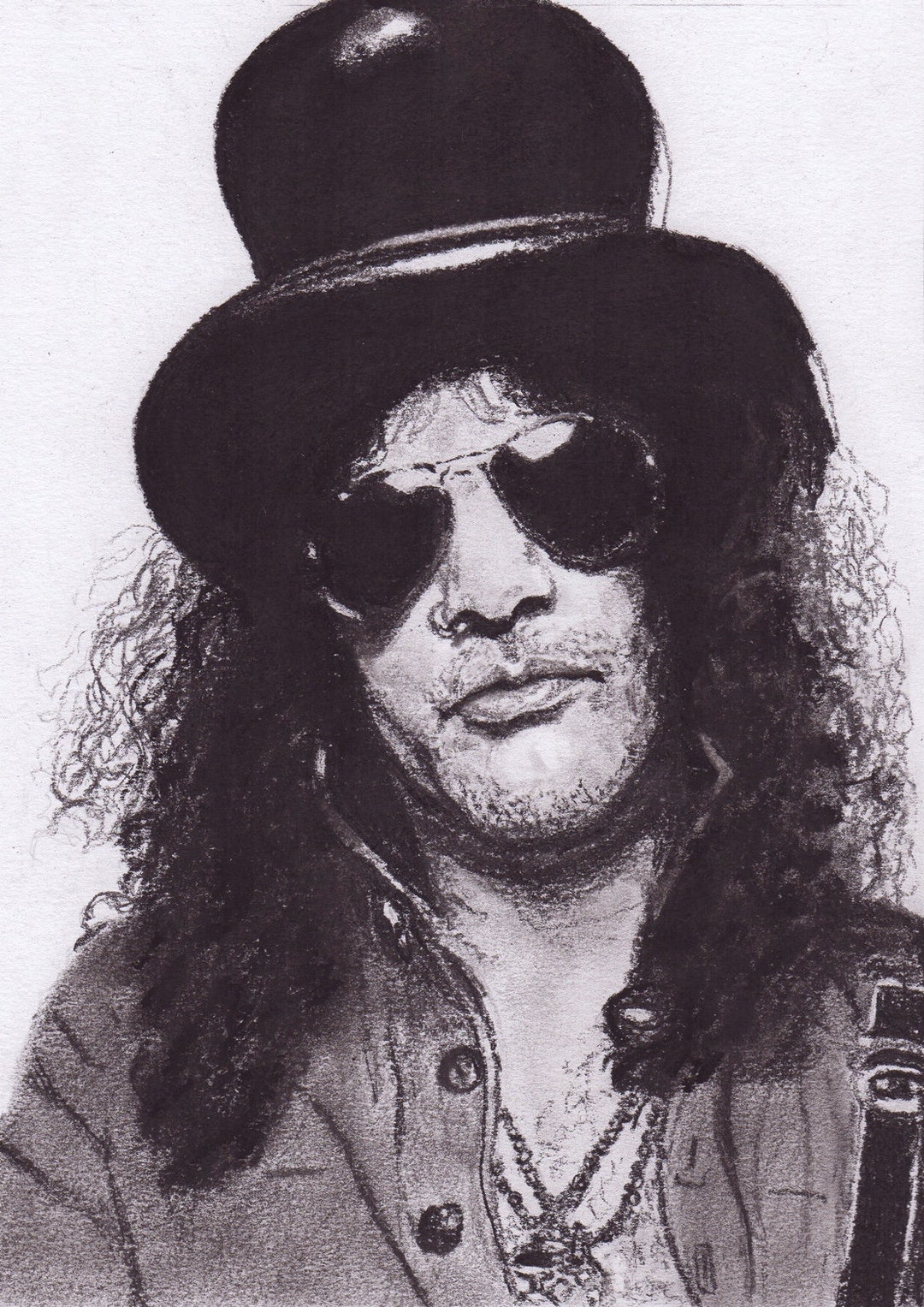 Slash - Charcoal Portrait - Limited Edition Mounted Print Run of 100 ...