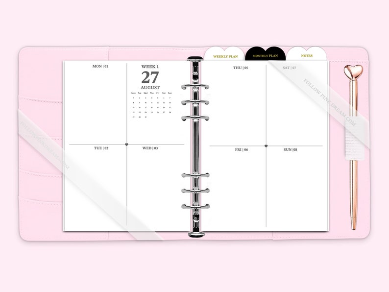 Weekly Plan Quarter Layout 2025 Planner Insert A5 A6 B6 Personal ...