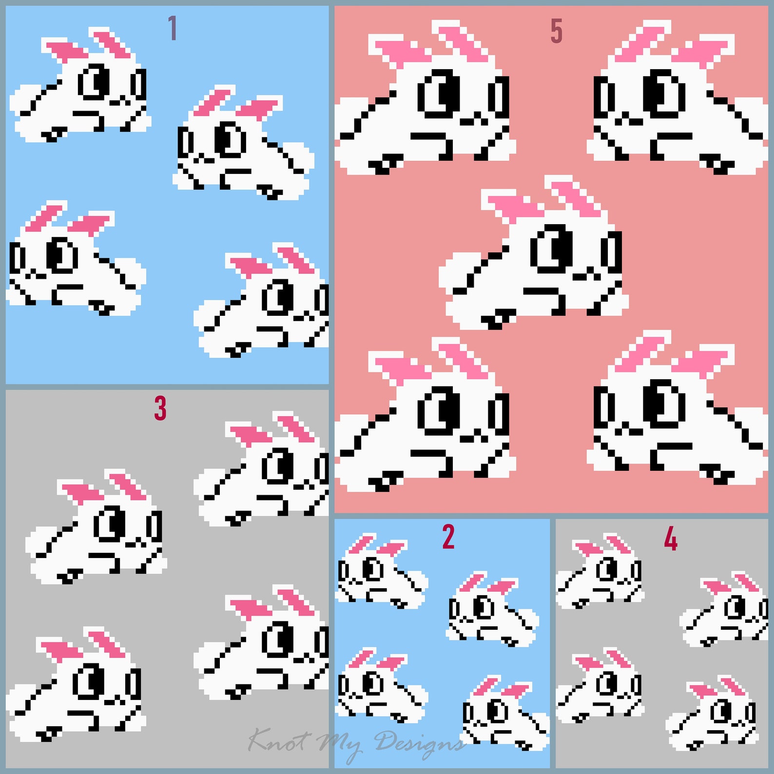 Bouncy Bunnies Variations C2C Crochet Blanket Pattern Graph / Corner to ...