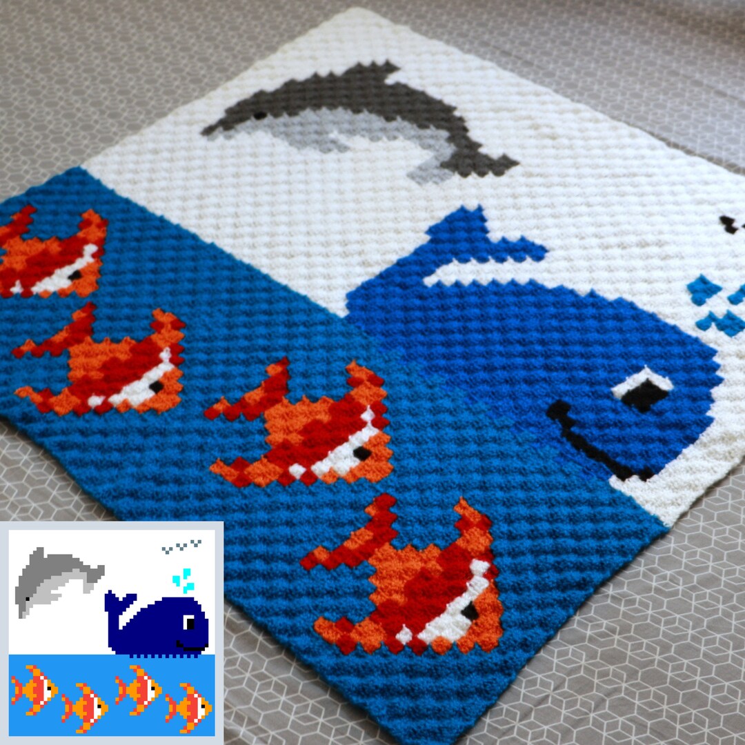 Oceanic Creatures—c2c Crochet Blanket Pattern Graph & Row Instructions ...