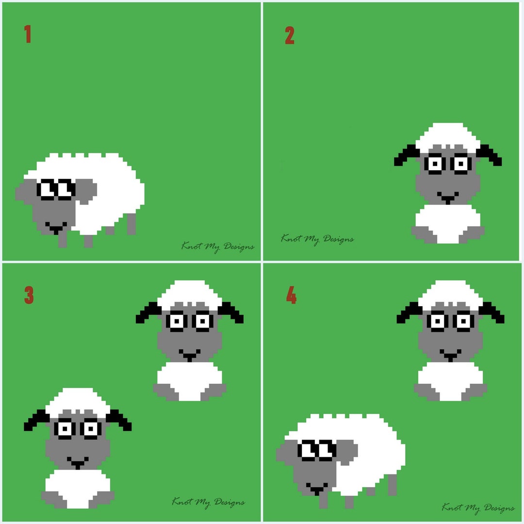 Expressive Sheep C2C Crochet Blanket Pattern Graph / Corner to Corner ...