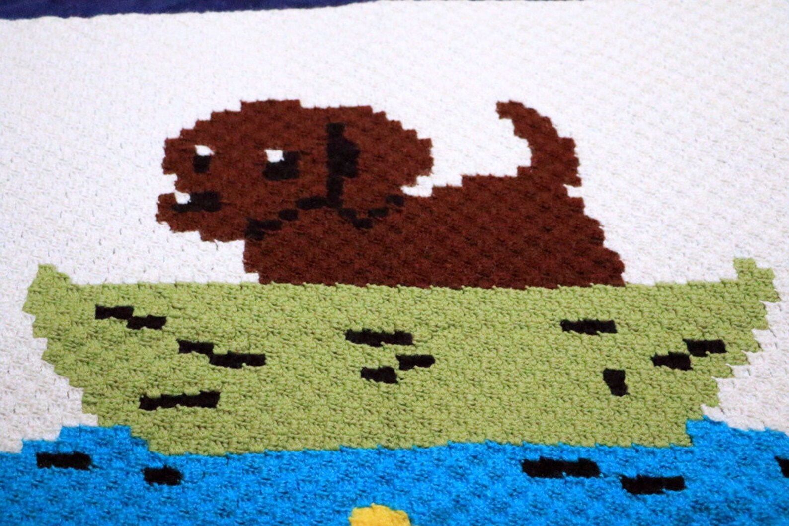 Dog, Boat N Fishes C2C Crochet Blanket Pattern Graph & Row Instruction ...