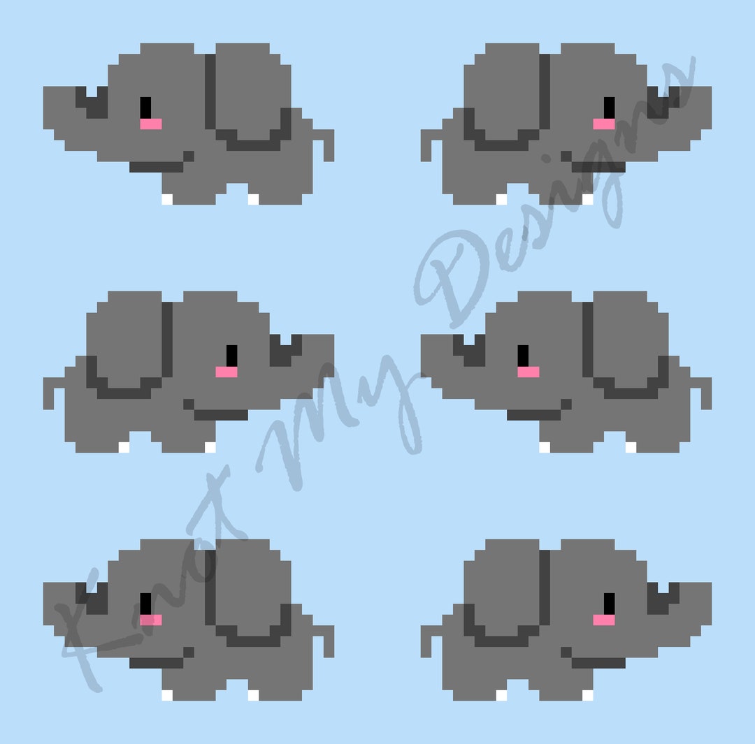 Baby Elephants Parade—c2c Crochet Blanket Pattern Graph & Row ...