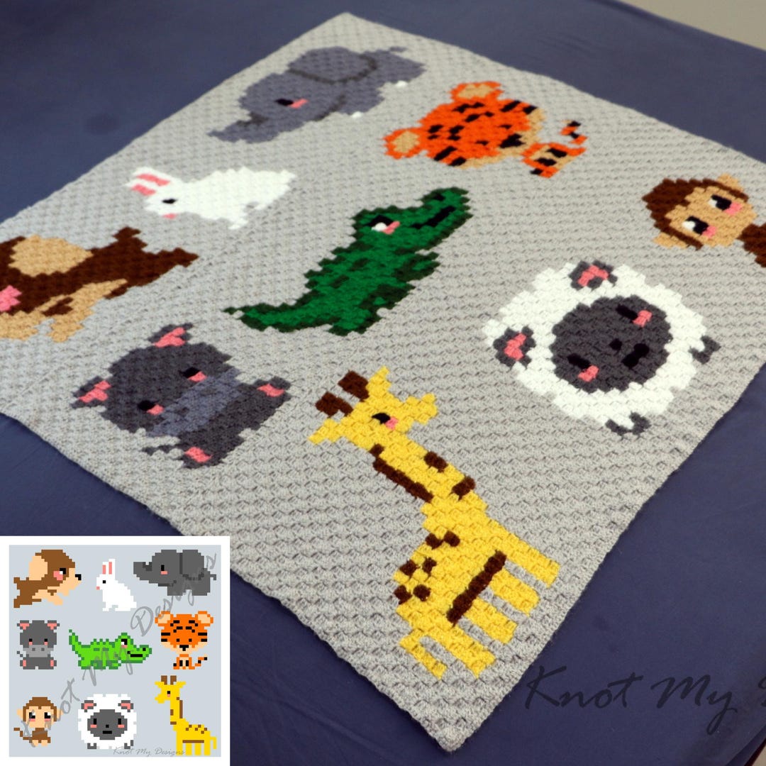 Assorted Animal Series—c2c Crochet Blanket Pattern Graph & Row ...