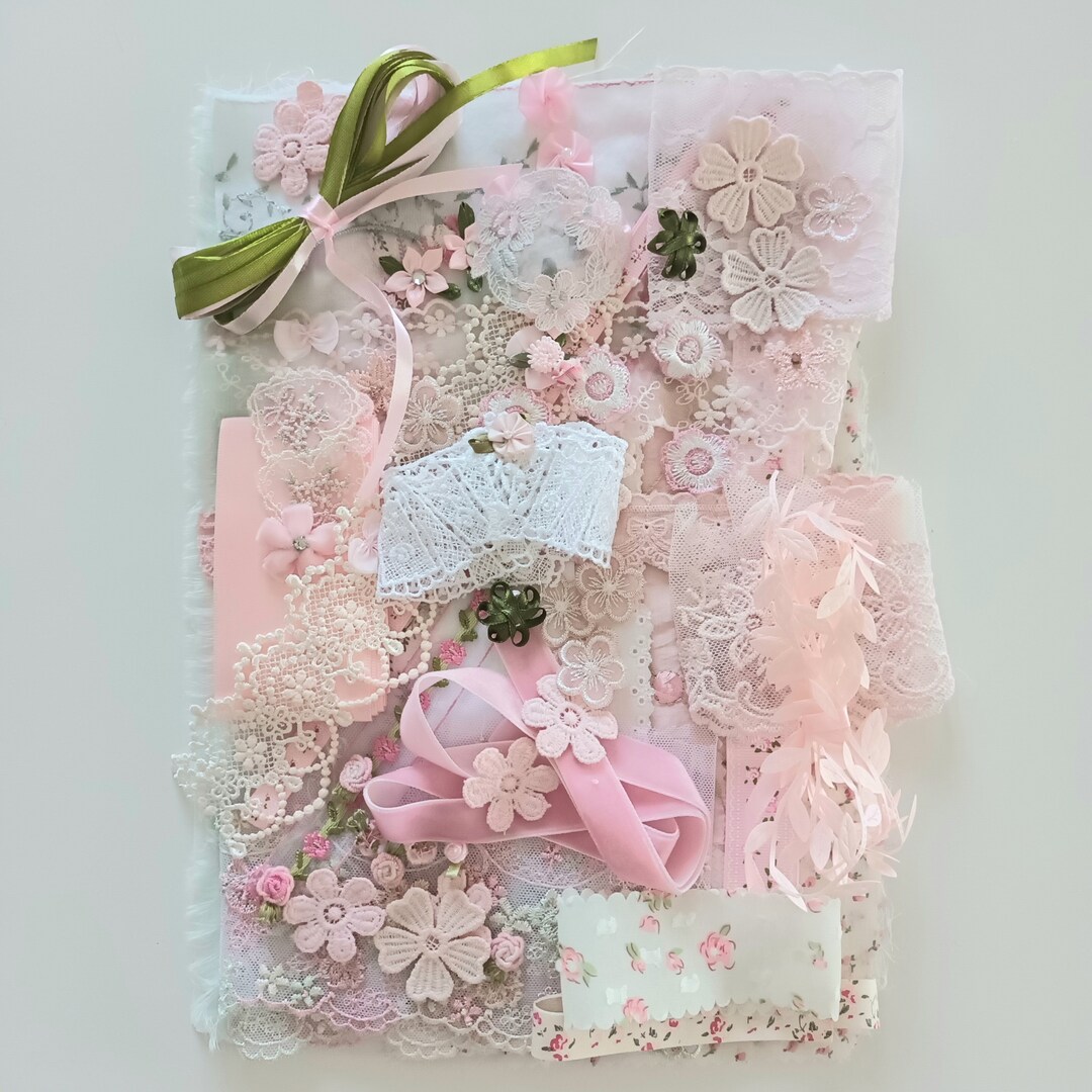 Pink Trim Pack, Trim and Fabric Pack, Fabric Pack, Lace and Ribbon ...