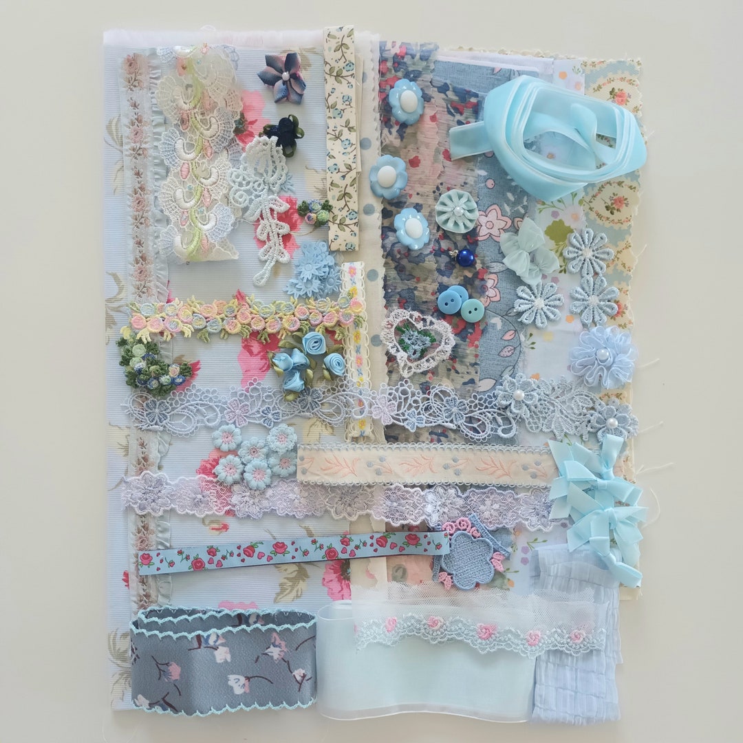 Blue Trim Pack, Trim and Fabric Pack, Fabric Pack, Lace and Ribbon ...