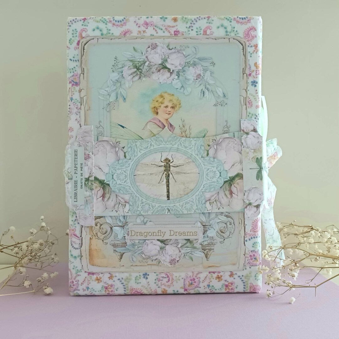Dragonfly Journal, Dragonfly Handmade Book, Pastel Journal, Lapbook ...