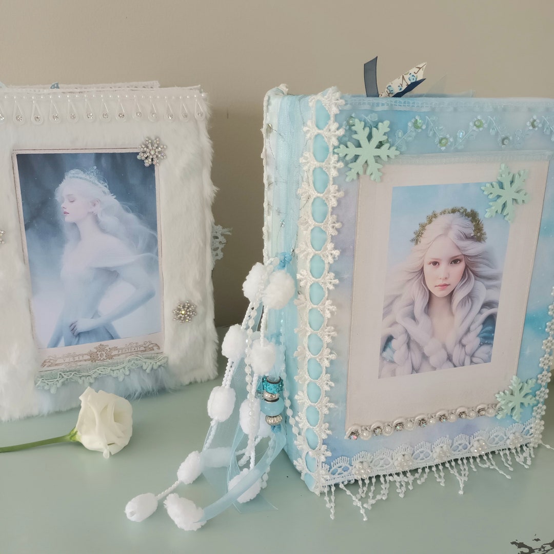 Snow Queen Journal, Snow Queen Junk Journal, Winter Journal, Blue ...