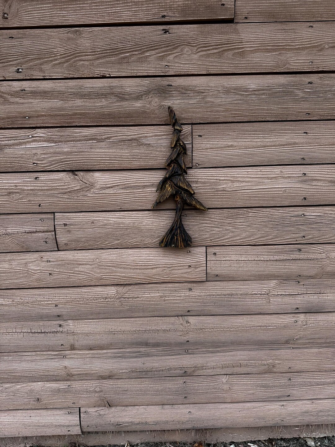 Chainsaw Carved Pine Wall Hanging Wooden Tree Log Cabin Home Accent ...