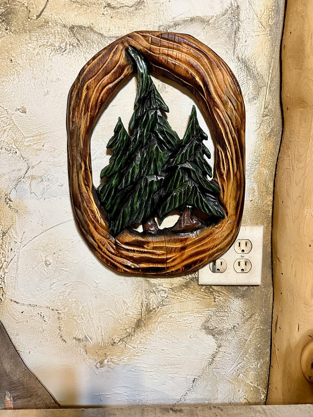 Evergreen Pine Tree Chainsaw Relief Carving Wall Decor - Etsy
