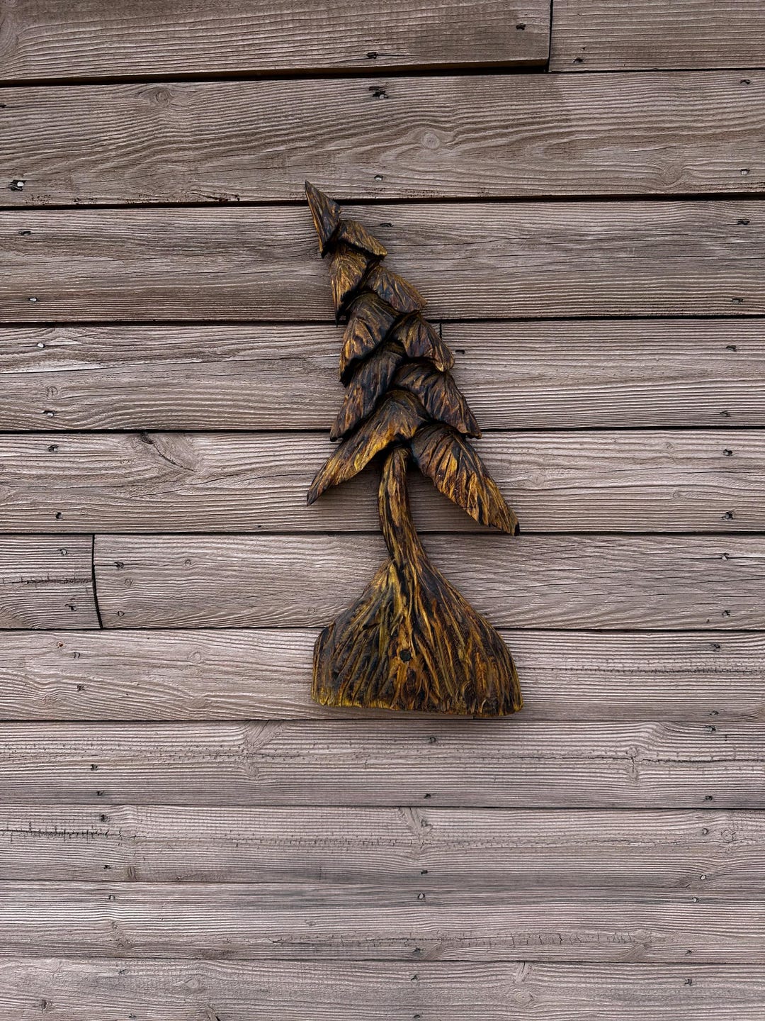 Rustic Wood Pine Tree Wall Hanging Wooden Tree Log Cabin Home Accent ...