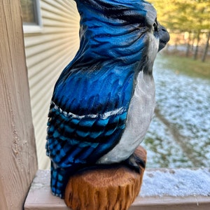 Chainsaw Carved Blue Jay Woodcarving Rustic Handmade Christmas Birthday ...