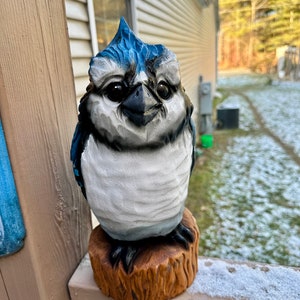Chainsaw Carved Blue Jay Woodcarving Rustic Handmade Christmas Birthday ...
