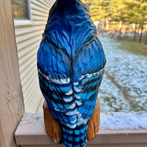 Chainsaw Carved Blue Jay Woodcarving Rustic Handmade Christmas Birthday ...
