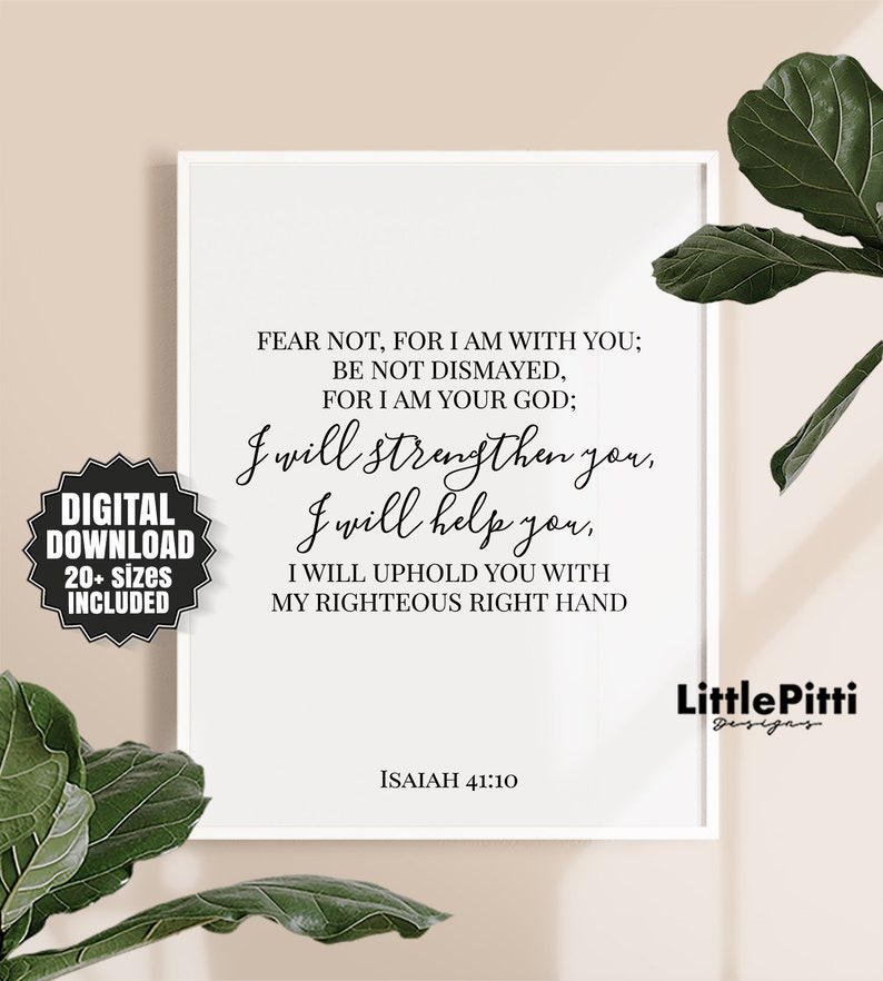 Isaiah 41 10 bible printable christian wall art bible | Etsy