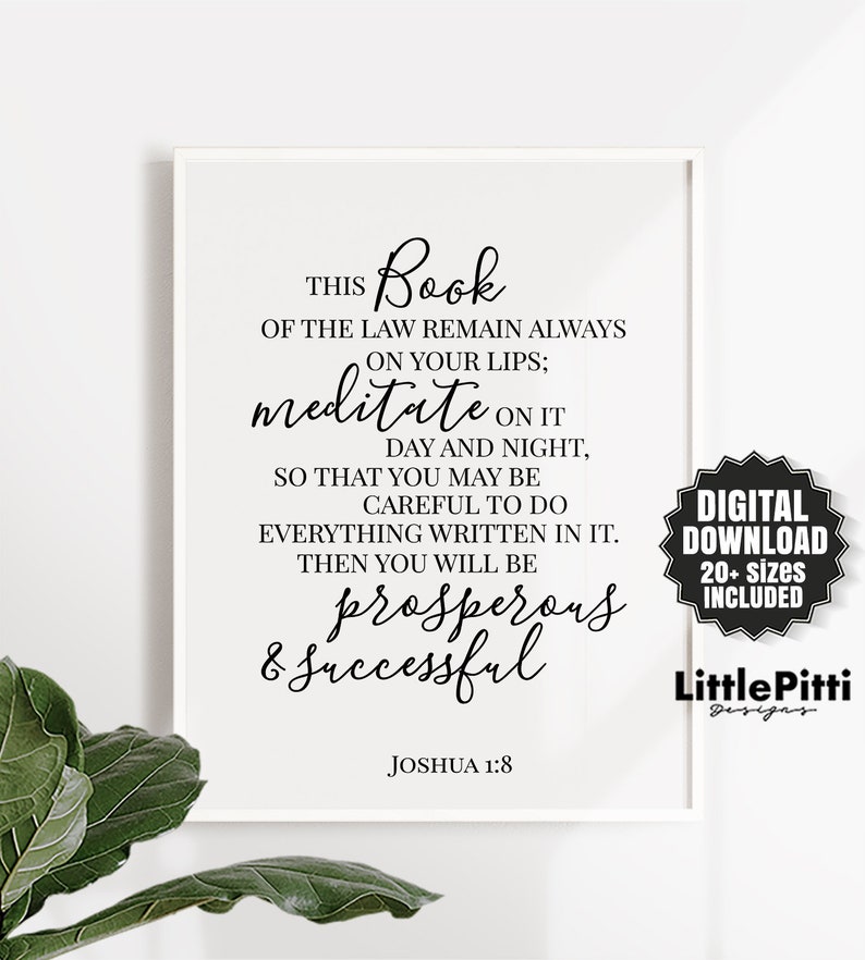 Joshua 1 8 Bible Verse Wall Art Printable Scripture Wall | Etsy