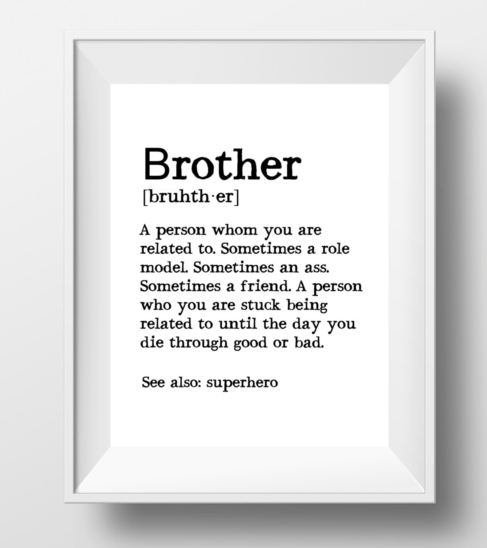 Brother gift ideas brother print brother definition big | Etsy