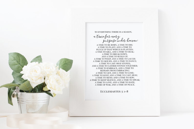 Ecclesiastes 3 1-8 Bible verse printable bible wall art For | Etsy