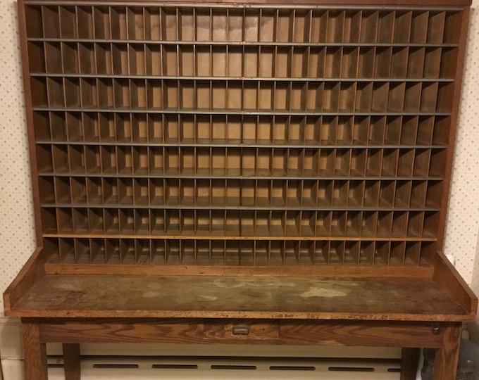 Rare Vintage Post Office Mail Sorting Cabinet Desk Antique Oak ...