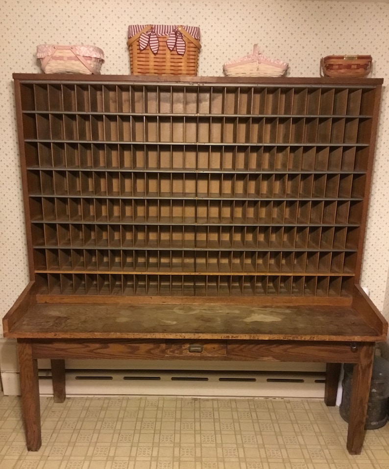 Rare Vintage Post Office Mail Sorting Cabinet Desk Antique Oak | Etsy
