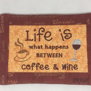 Mug Rug for Coffee and Wine Lovers, Wine Words Fabric, Large 6 X 8 Size ...