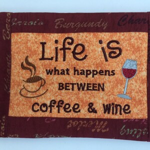 Mug Rug for Coffee and Wine Lovers, Wine Words Fabric, Large 6 X 8 Size ...