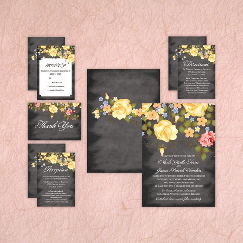 Rustic Floral Wedding Invitation Suite / Wedding RSVP Cards - Etsy