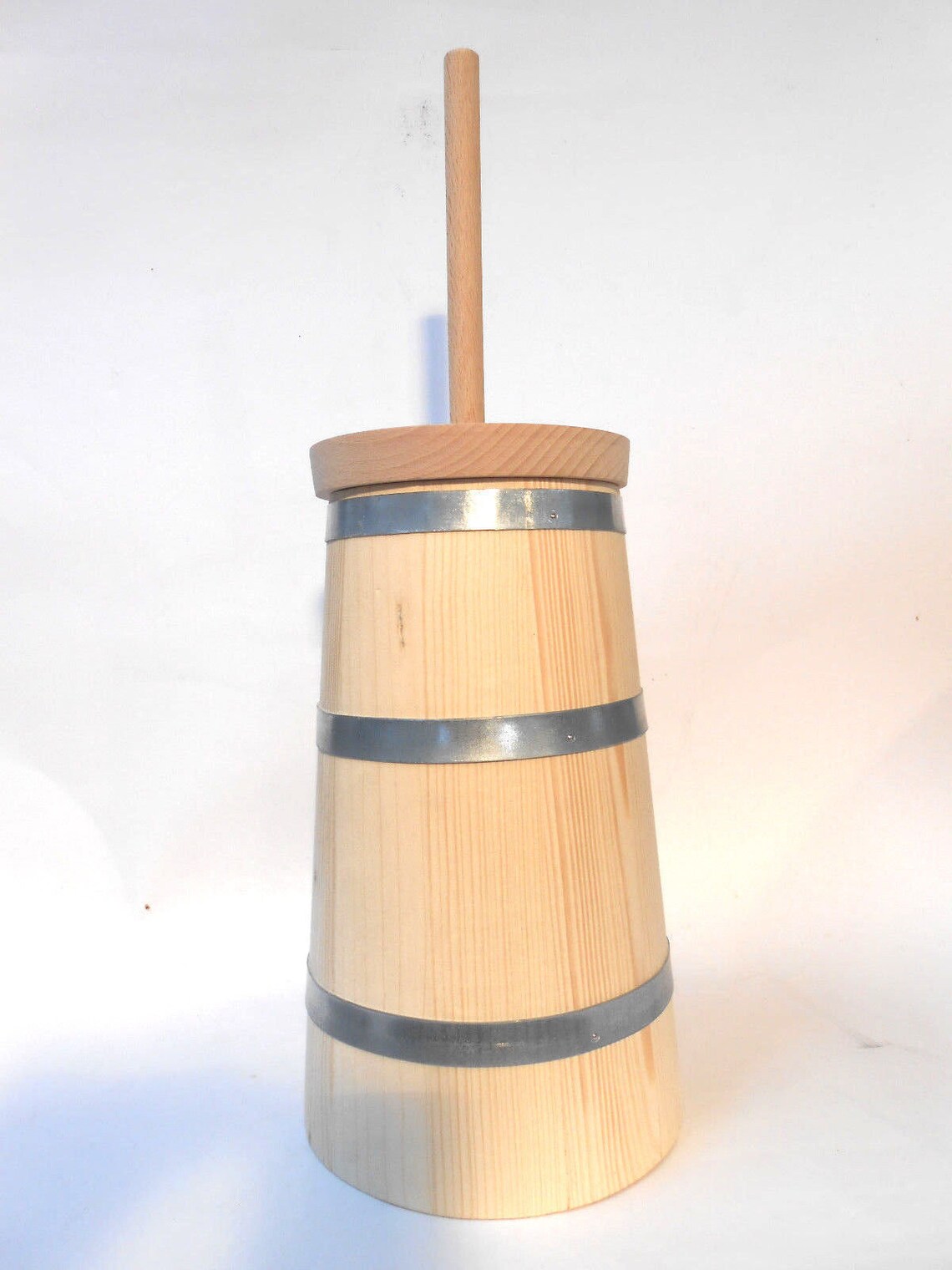Wooden Plunger Butter Churn Handmade 3 Liter 0.8 Gallon Natural Wood ...