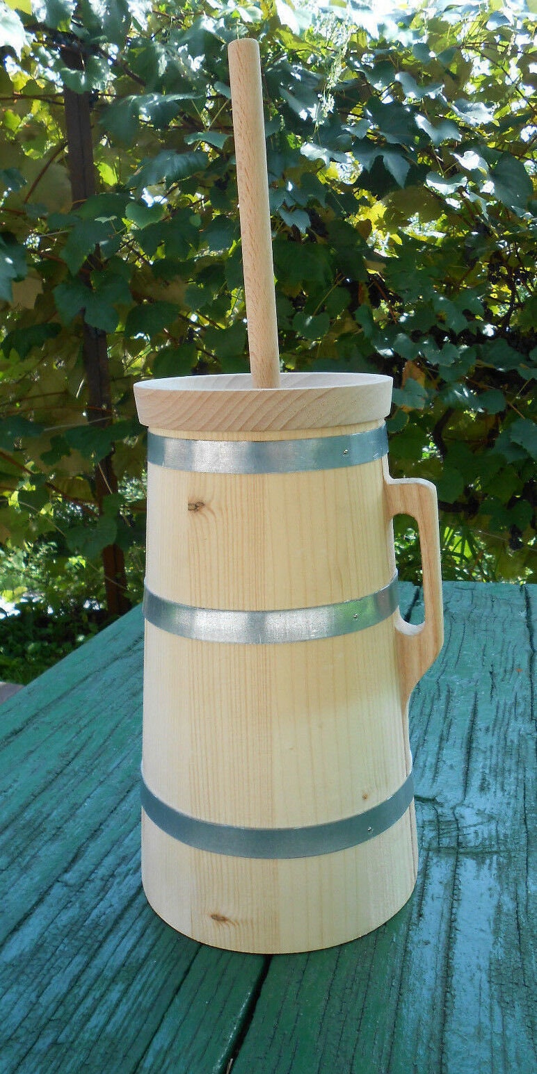 Wooden Butter Plunger Churn Handmade Churn Dash 5 Liter 1.3 Gallon ...