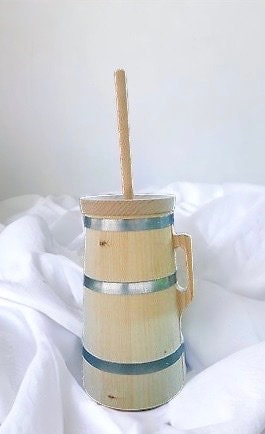 Wooden Butter Plunger Churn Handmade Churn Dash 5 Liter 1.3 Gallon ...