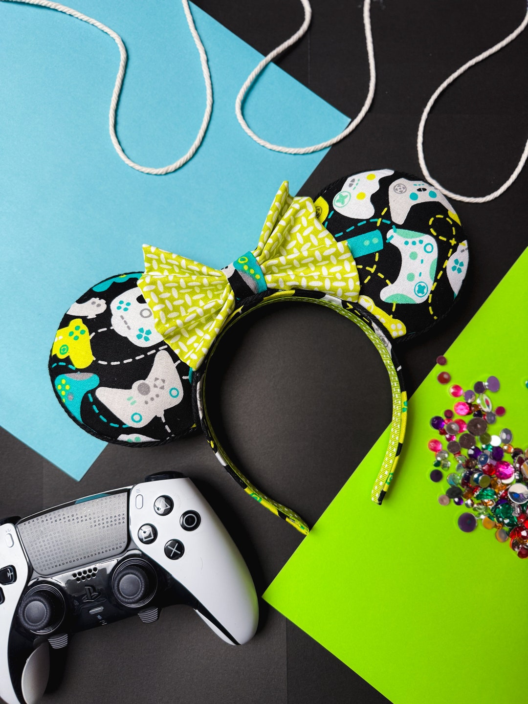 Gaming Disney Minnie Ears, Video Game Mickey Ears, Gamer Ears, Teal ...