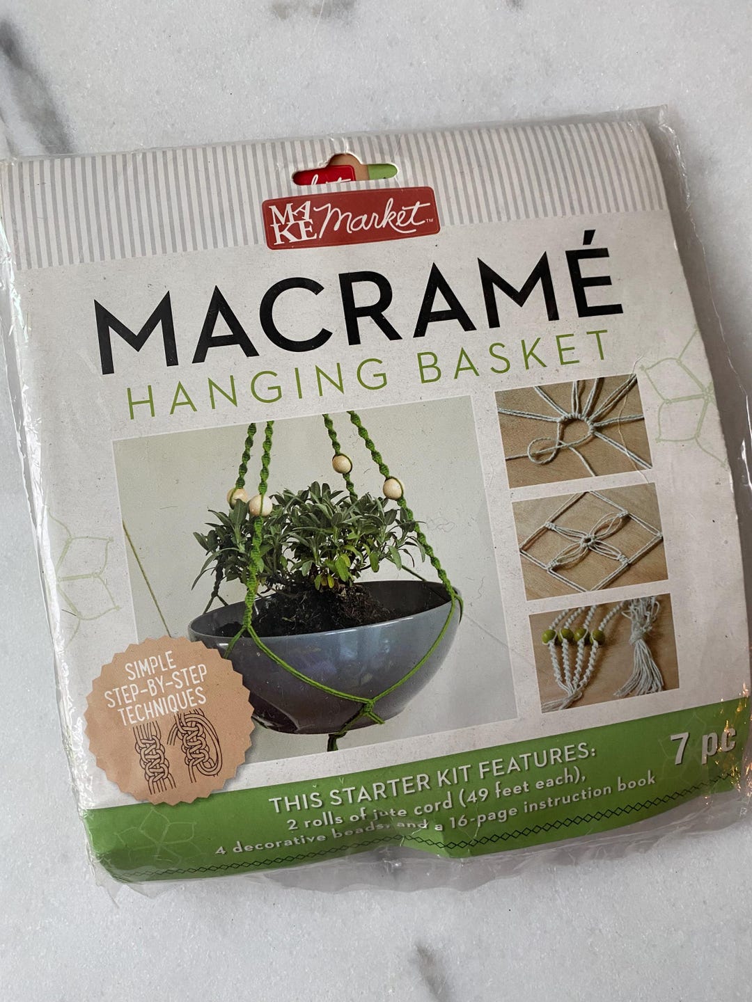 Macrame Hanging Basket Kit!! 7 Piece Kit. Instruction and Materials ...
