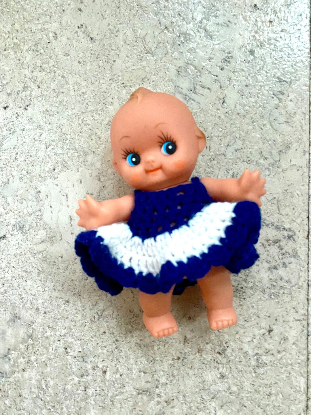 8 1/2 Kewpie Adorable Collectible Vtg. Toy Doll W/crocheted Dress/large ...