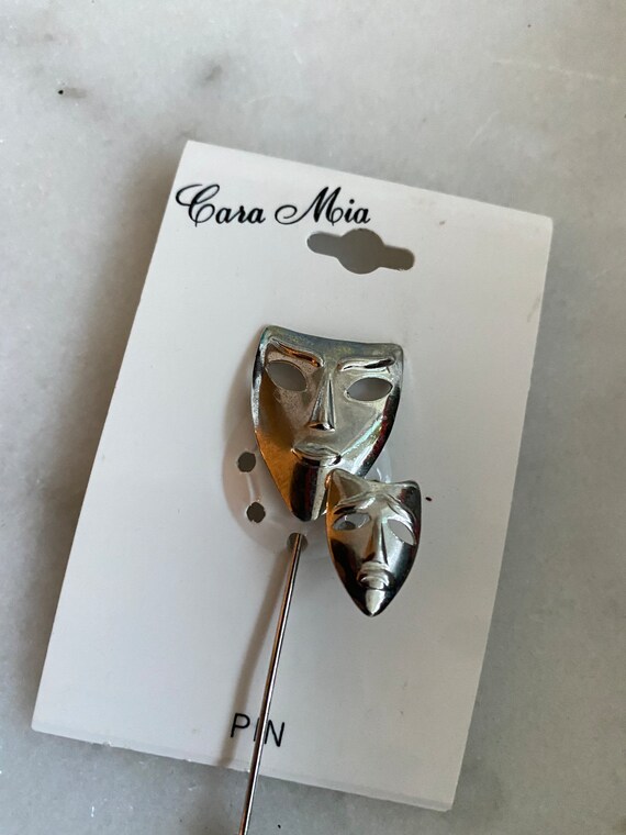 Vtg. Cara Mia Silver Theater Mask stick pin. Vintage … - Gem