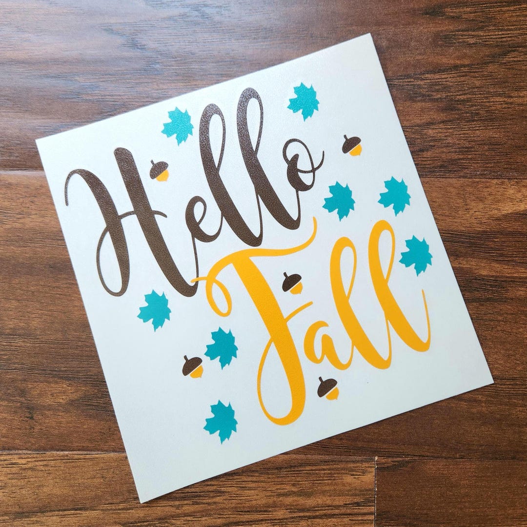Hello Fall Vinyl Decal Sticker, DIY Fall Decoration, Fall Vinyl Decal ...