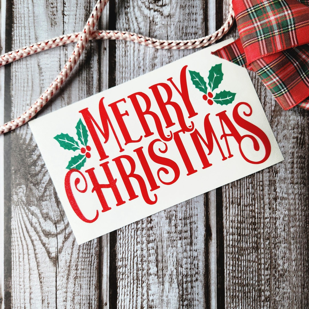 Merry Christmas Decal, Christmas Decal, Merry Christmas Sticker, Wood ...