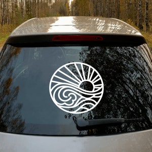 Sun Ocean Waves Decal, Beach Waves Decal, Car Decal, Vinyl Decal, Ocean ...