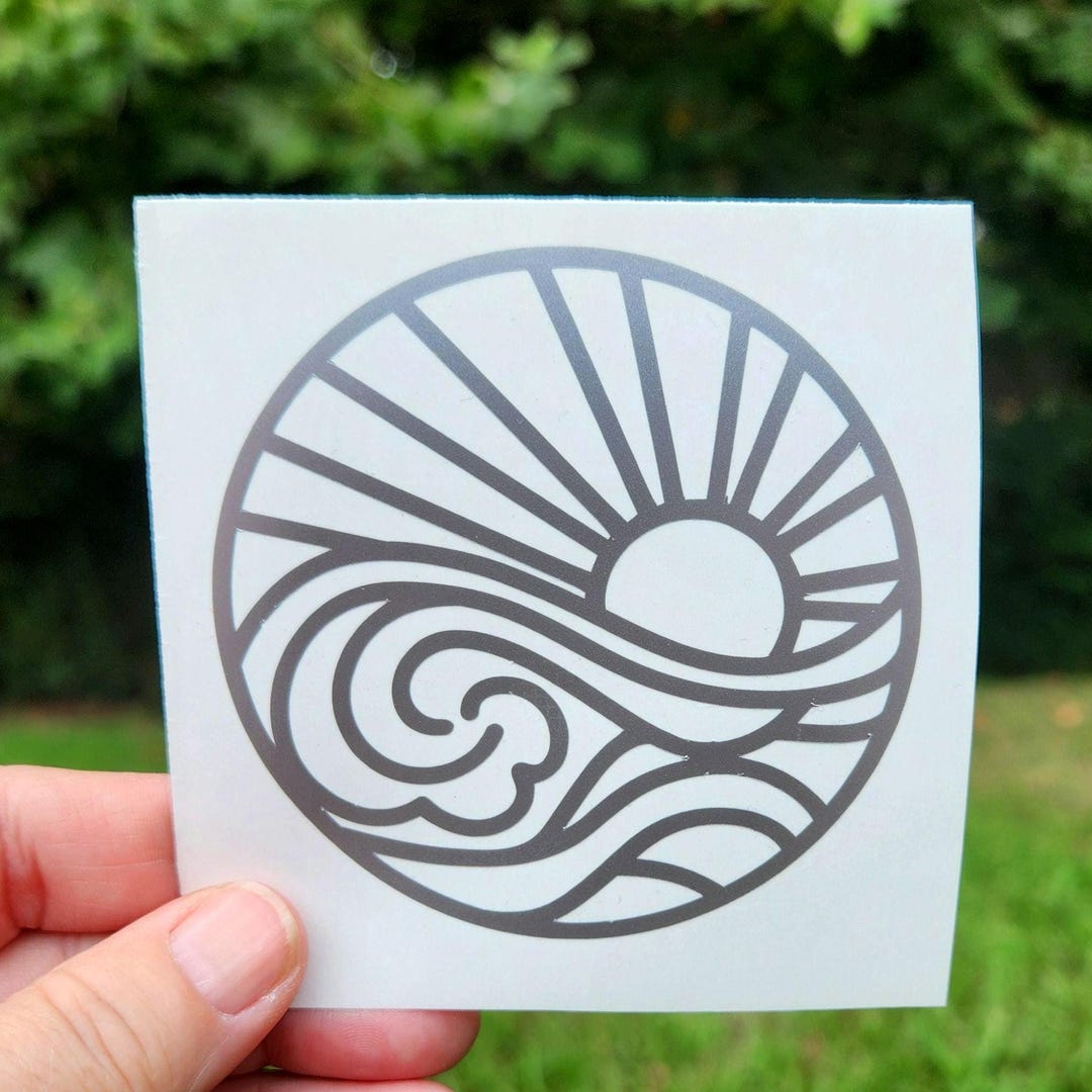 Sun Ocean Waves Decal, Beach Waves Decal, Car Decal, Vinyl Decal, Ocean ...