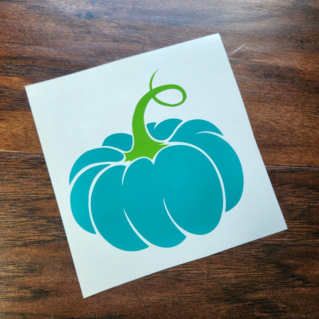 Fall Pumpkin Decal Sticker, Halloween Vinyl Decal, Teal Pumpkin Decal ...