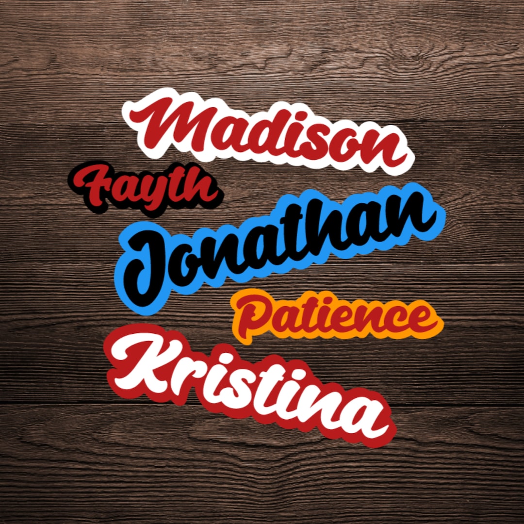 Double Layer Name Decal, Custom Name Decals, Name Sticker, Vinyl Name ...