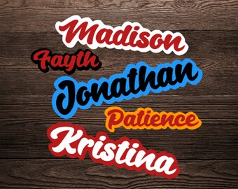 Double Layer Name Sticker, Vinyl Name Decal, Tumbler Name Decal, Name ...