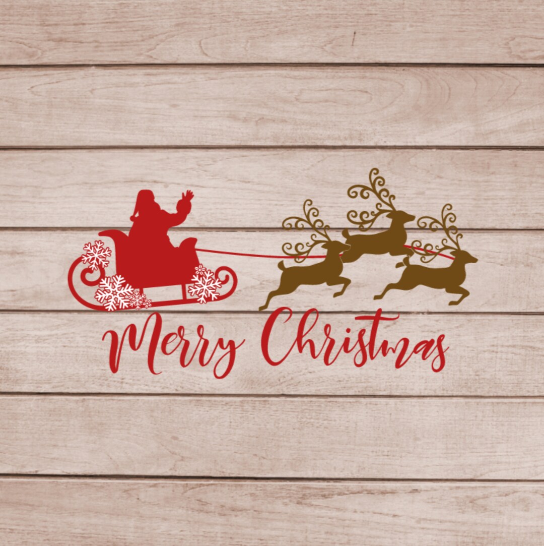 Santa Sleigh Merry Christmas Decal Christmas Vinyl Decal - Etsy