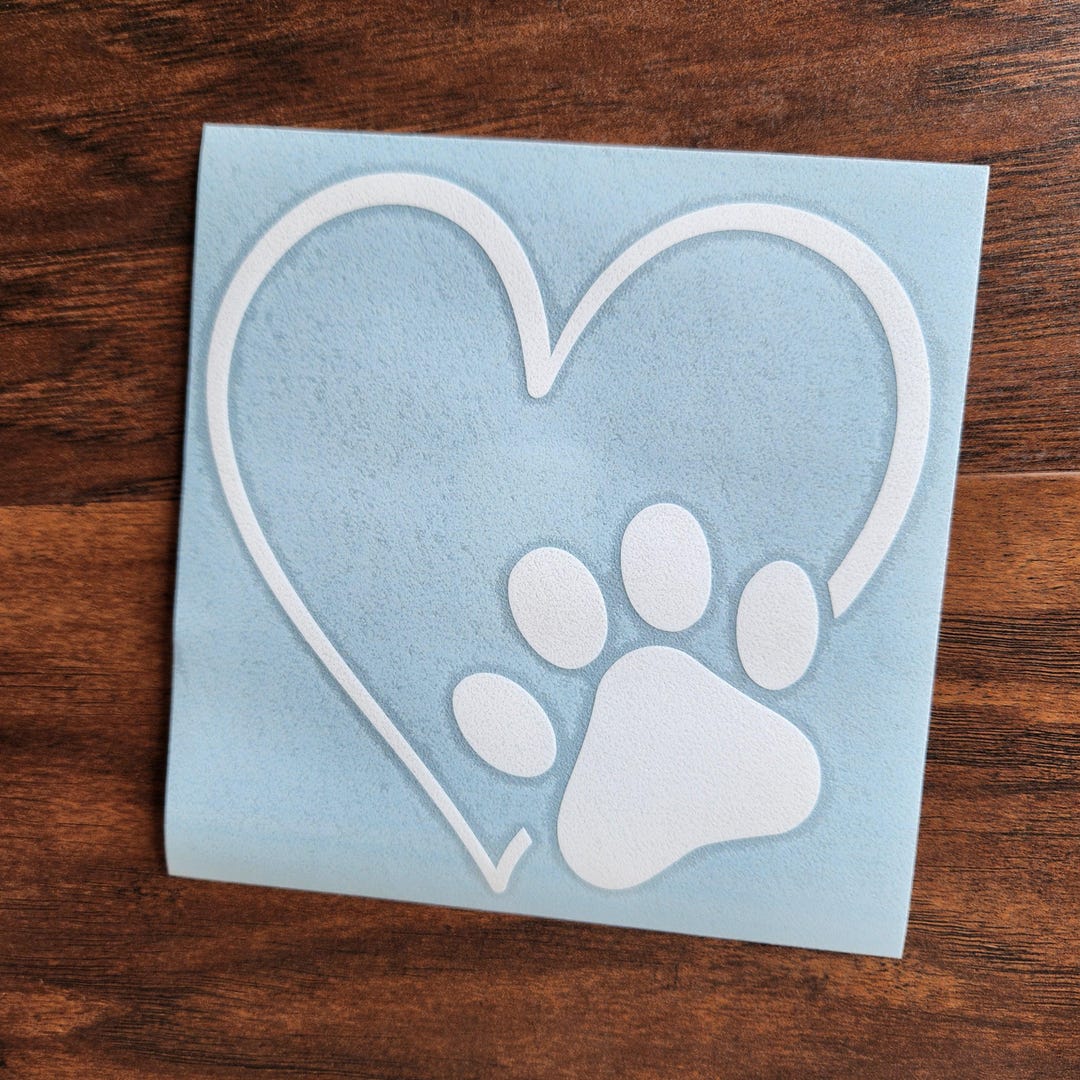Dog Paw Heart Vinyl Adhesive Decal, Car or Truck Decal, Heart Vinyl ...