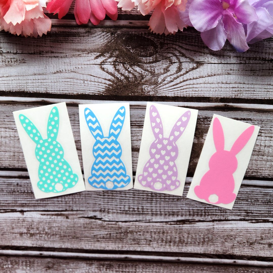 Easter Bunny Decal, Patterned Bunny Vinyl Decal Decoration Holiday ...