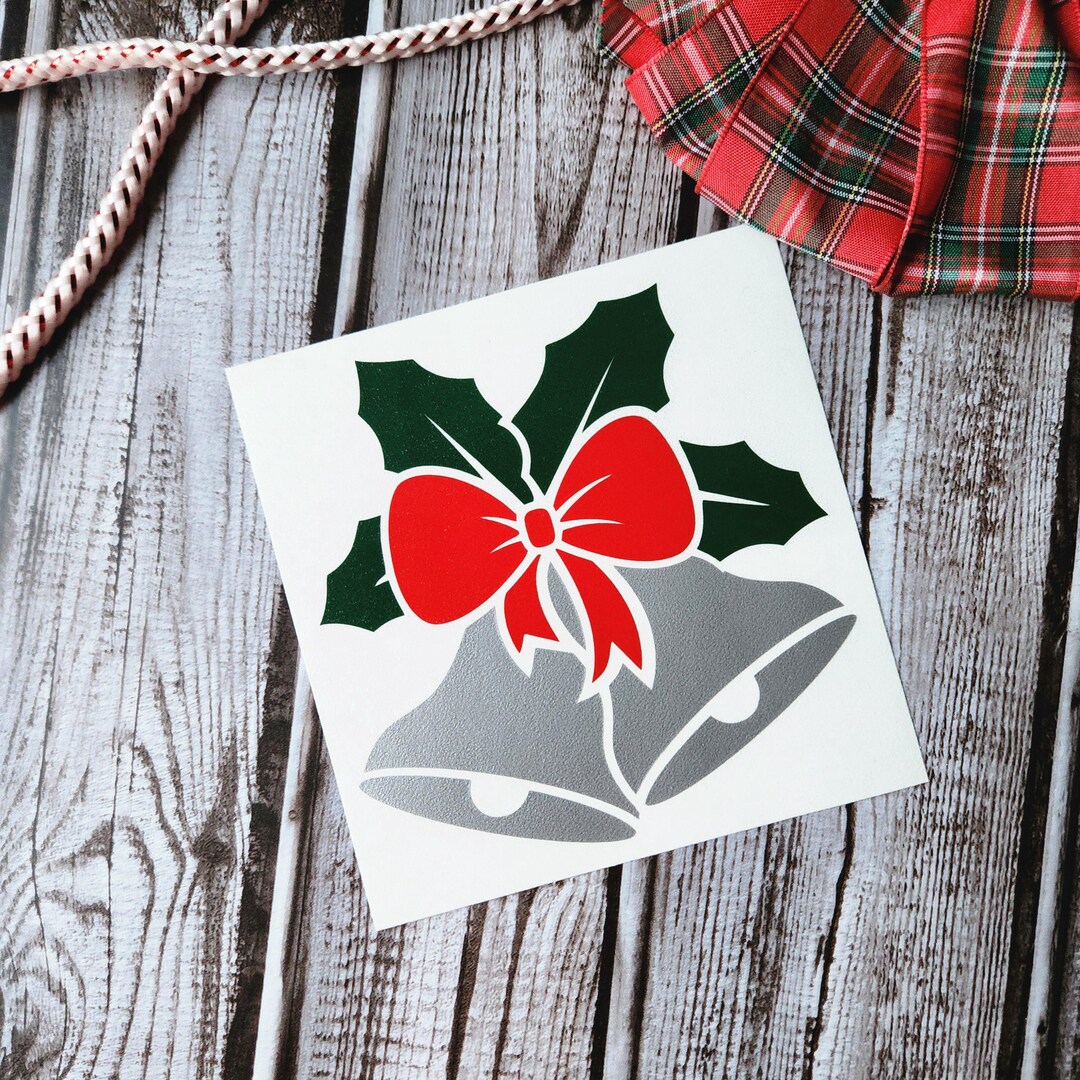 Christmas Bell With Bow Decal, Christmas Bell Holiday Vinyl Decal ...