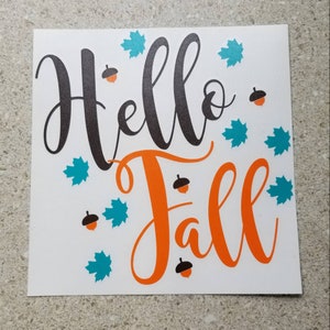 Hello Fall Vinyl Decal Sticker, DIY Fall Decoration, Fall Vinyl Decal ...
