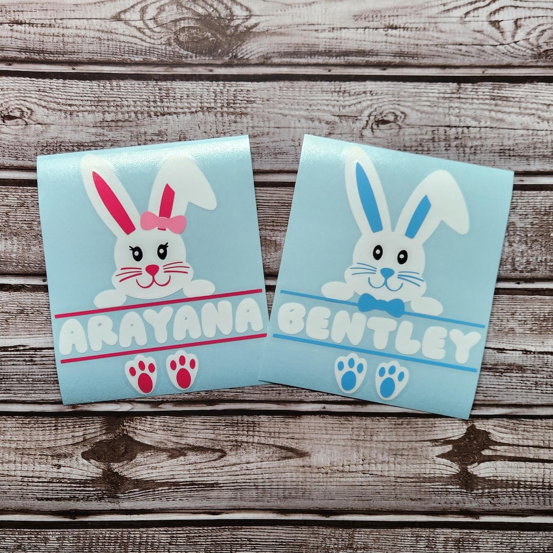 Personalized Easter Bunny Vinyl Adhesive Decal Decoration Holiday ...